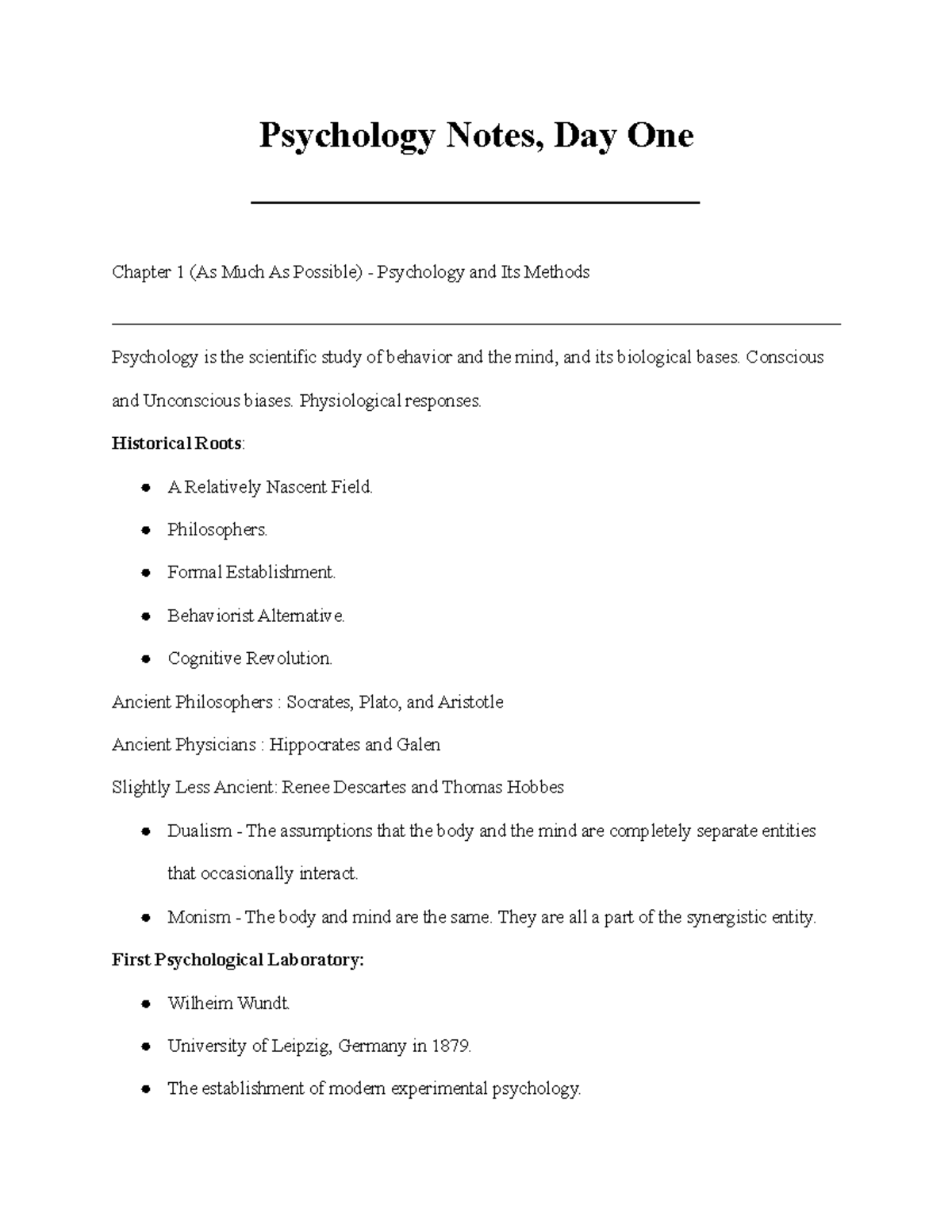 General Psychology Notes - 8 30 22 - Psychology Notes, Day One ...