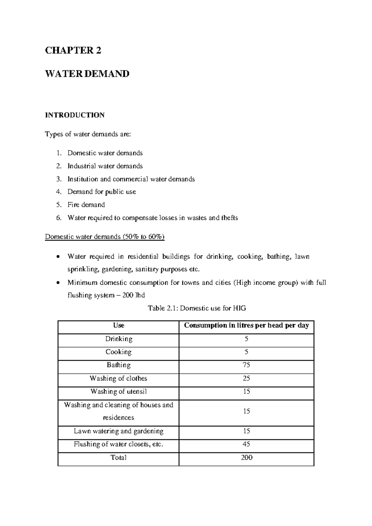 Chapter 2 - Lecture notes Environmental Engineering-1 - CHAPTER 2 WATER ...