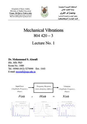 Mechanical vibration Project Proposal - Mechanical Vibrations Project ...