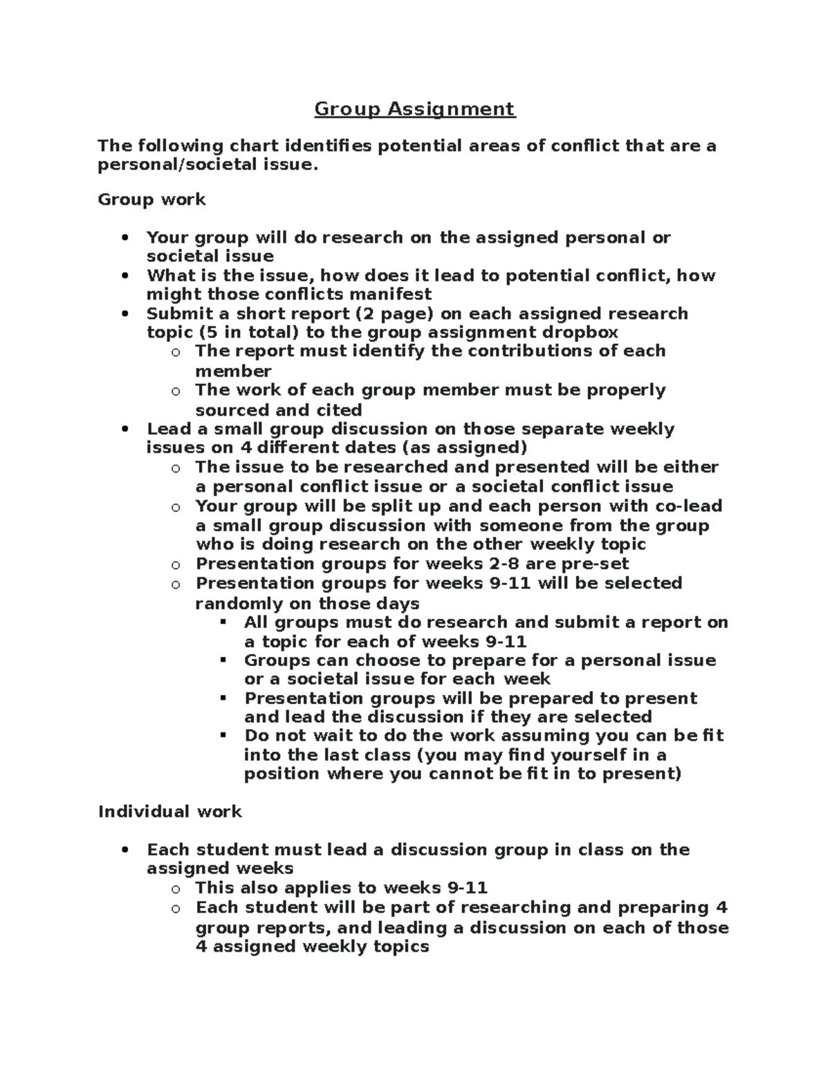 Group Assignment - cool - Group Assignment The following chart ...