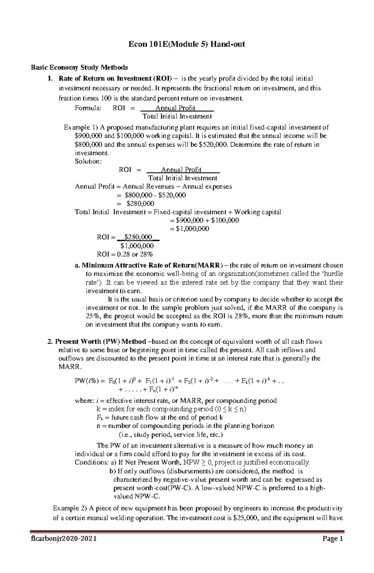 ECON-Module-5 lecture notes lecture notes and modules par - Econ 101E ...