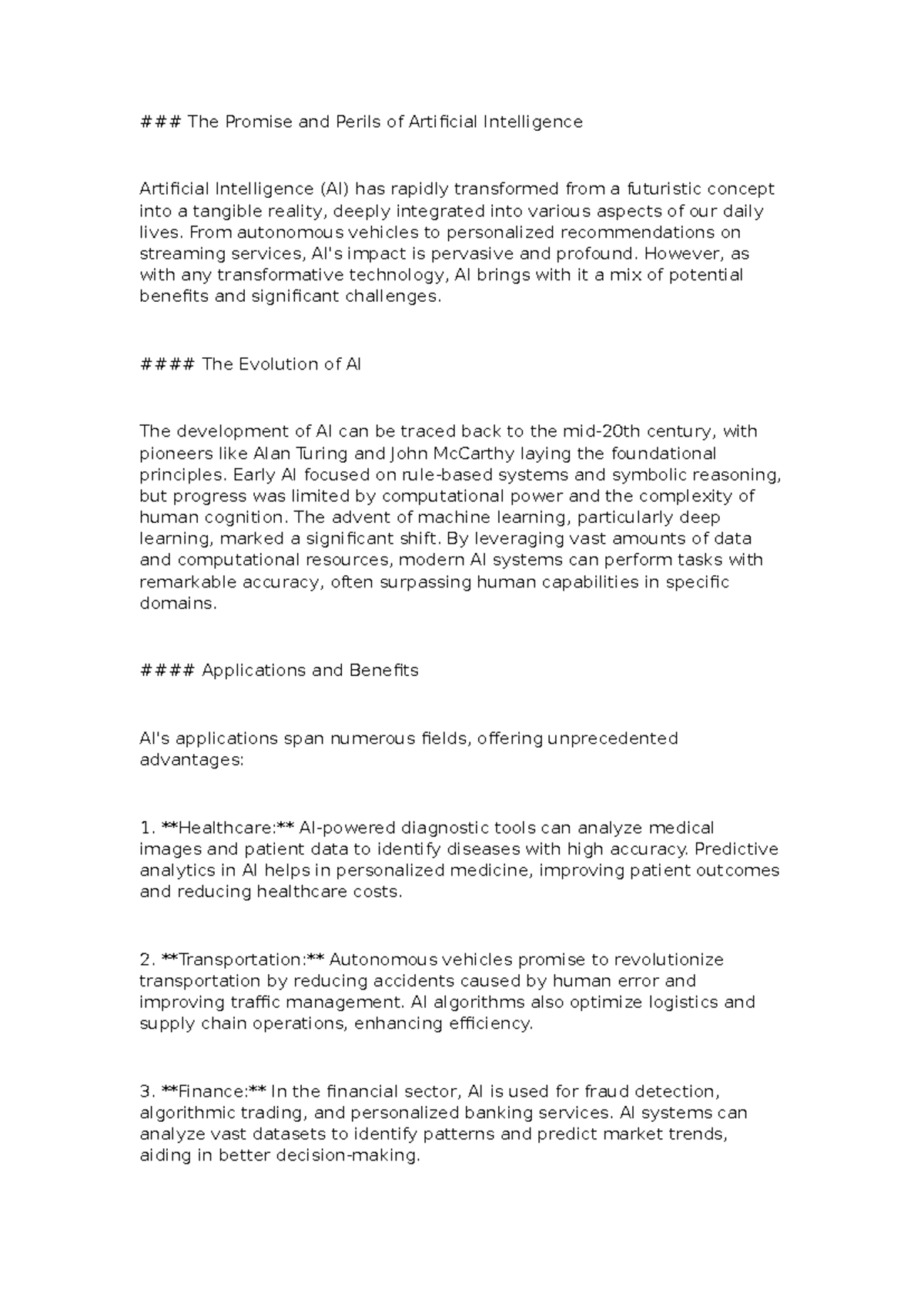 AI - The Promise and Perils of Artificial Intelligence - The Promise and Perils of Artificial ...