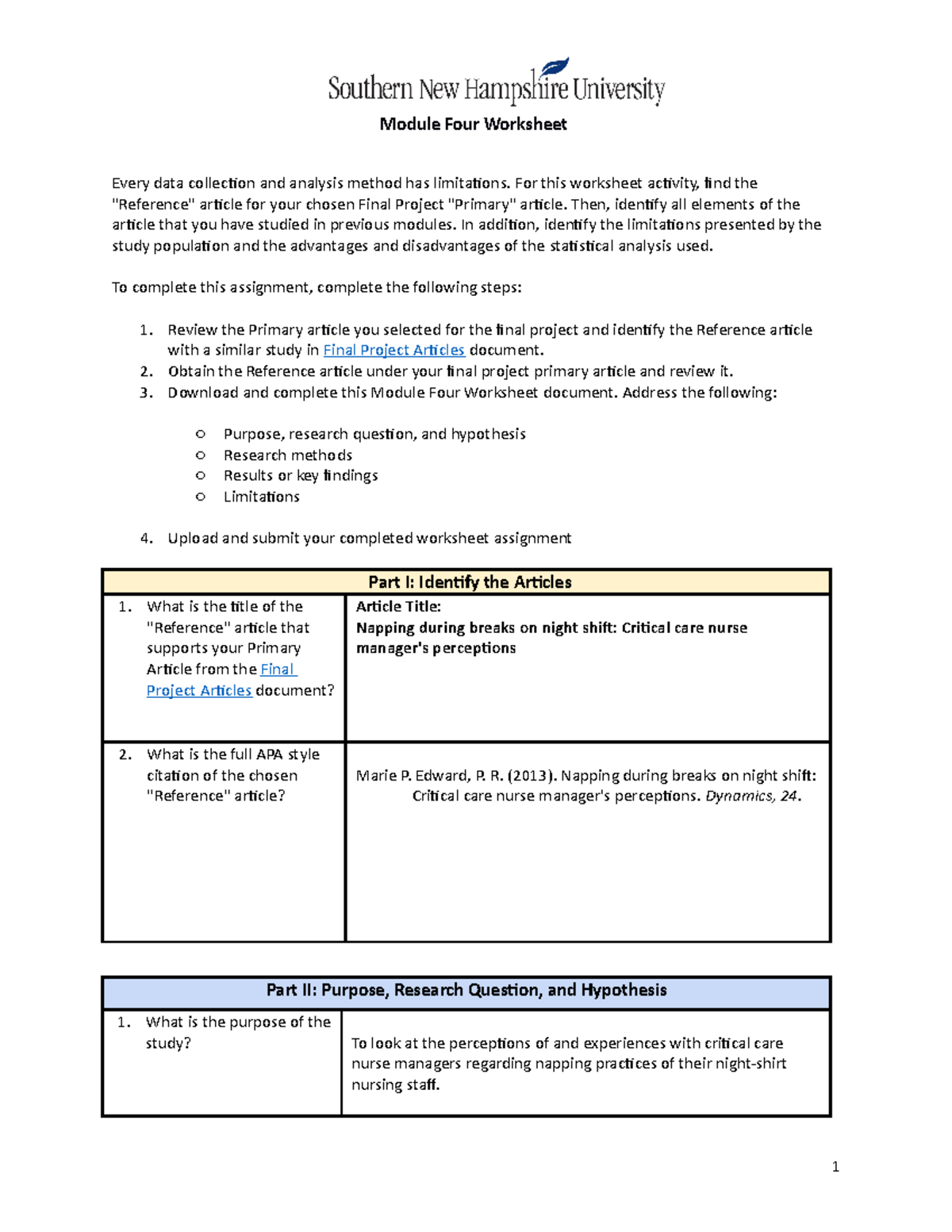 Module Four Key Findings Worksheet - Module Four Worksheet Every data ...