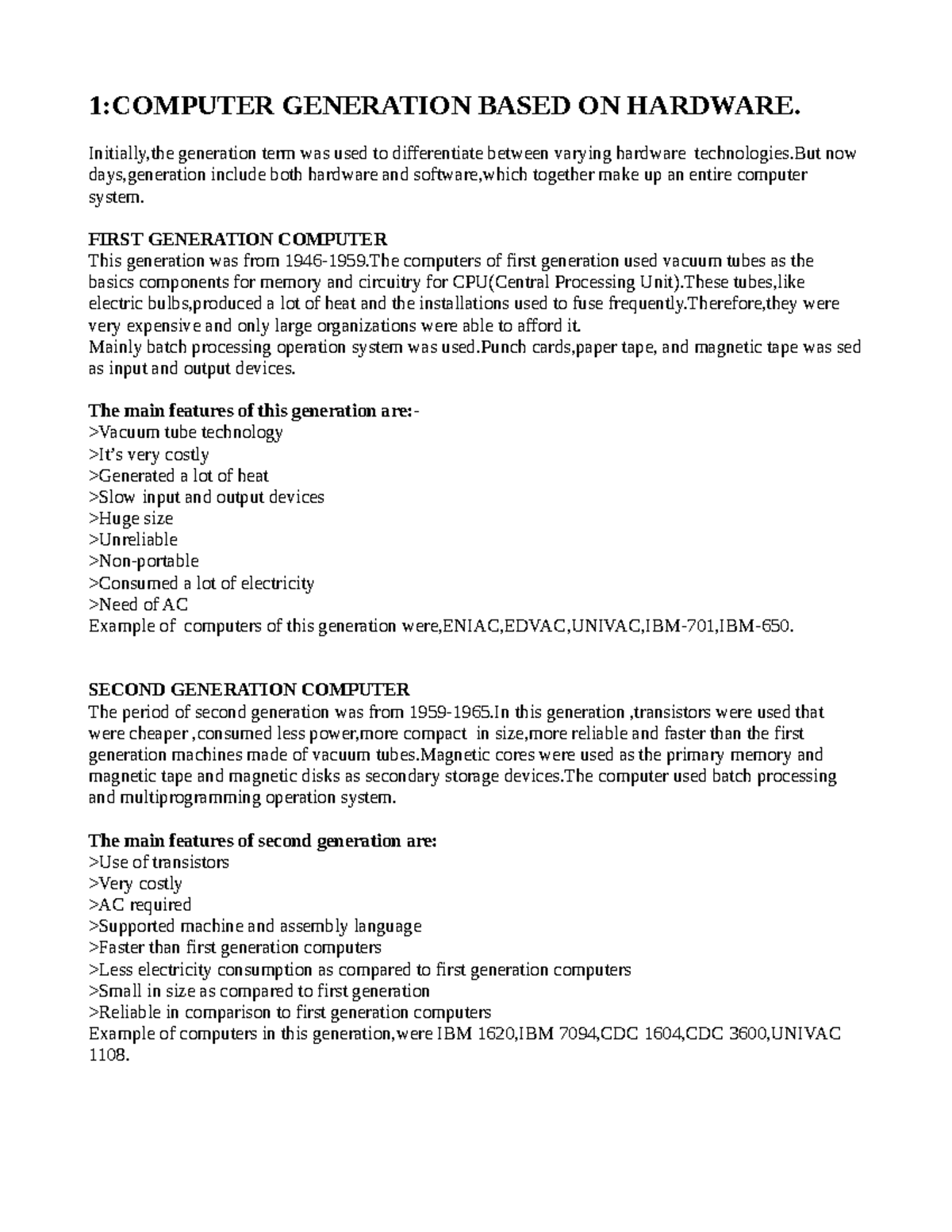 Mkamba job - 1:COMPUTER GENERATION BASED ON HARDWARE. Initially,the ...