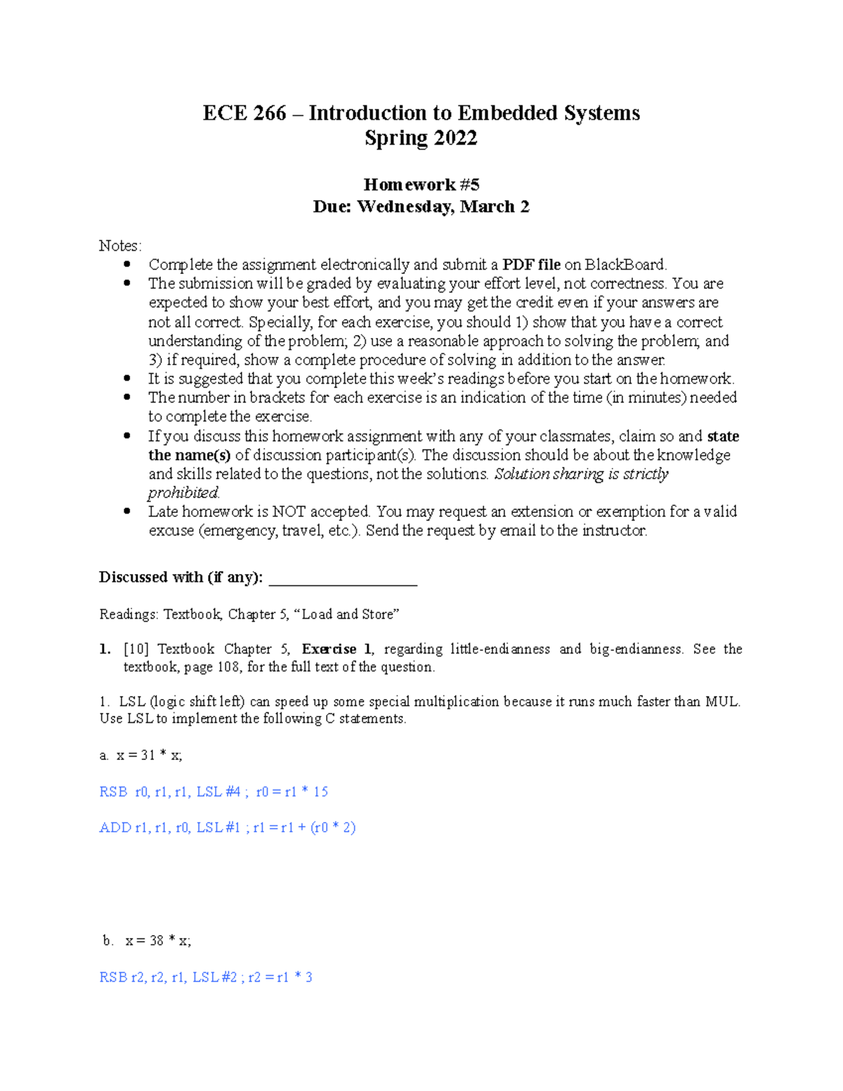UTF-8''homework 5 - ECE 266 – Introduction to Embedded Systems Spring 2022 Homework Due ...