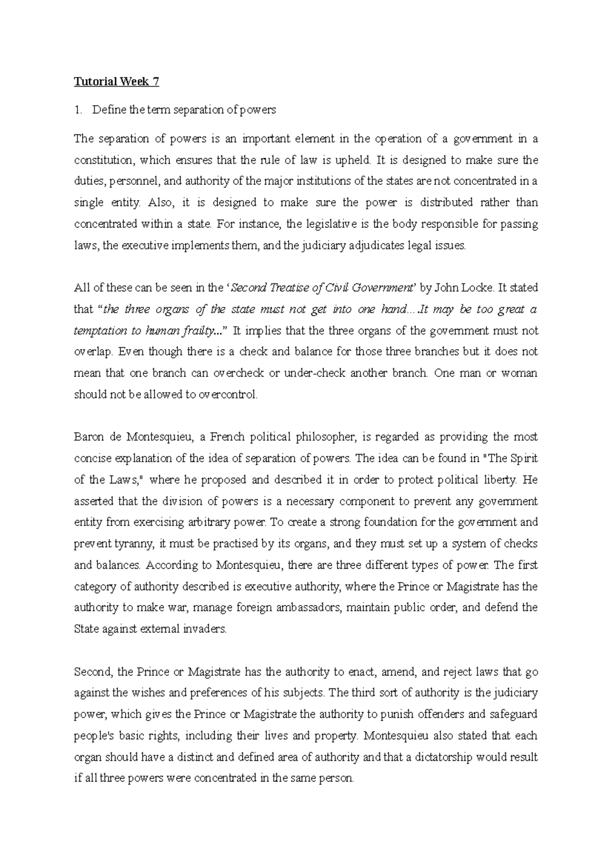 Tutorial Week 7 - For references - Tutorial Week 7 Define the term ...