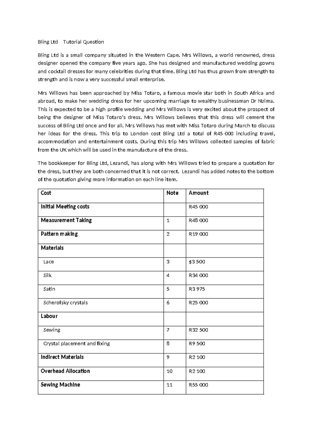 Bling Ltd Tutorial Question - Bling Ltd Tutorial Question Bling Ltd is ...