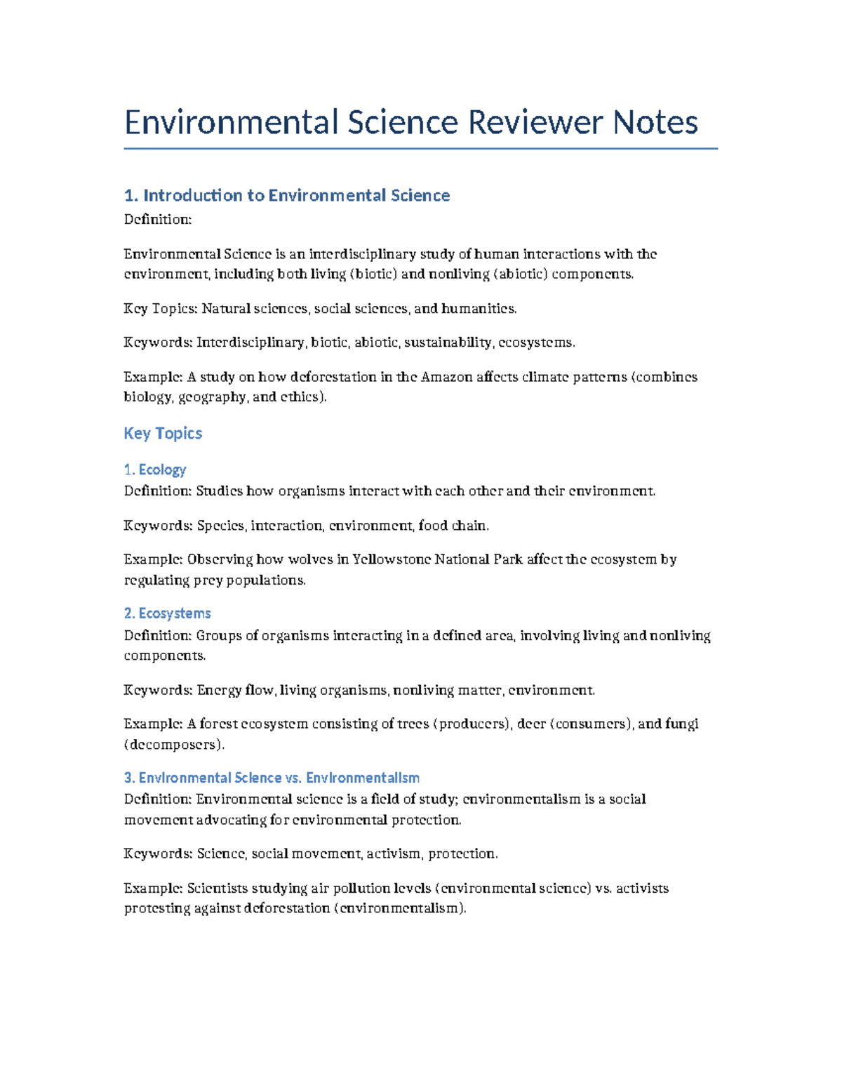 Environmental Science Reviewer Notes Introduction To Environmental environmental-science-reviewer-notes-introduction-to-environmental