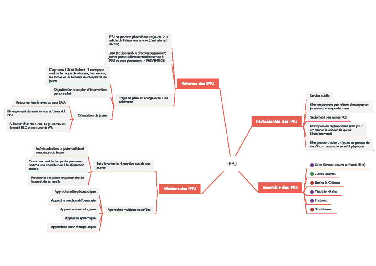 IPPJ en général - mindmap - IPPJ 1. Particularités des IPPJ Service ...