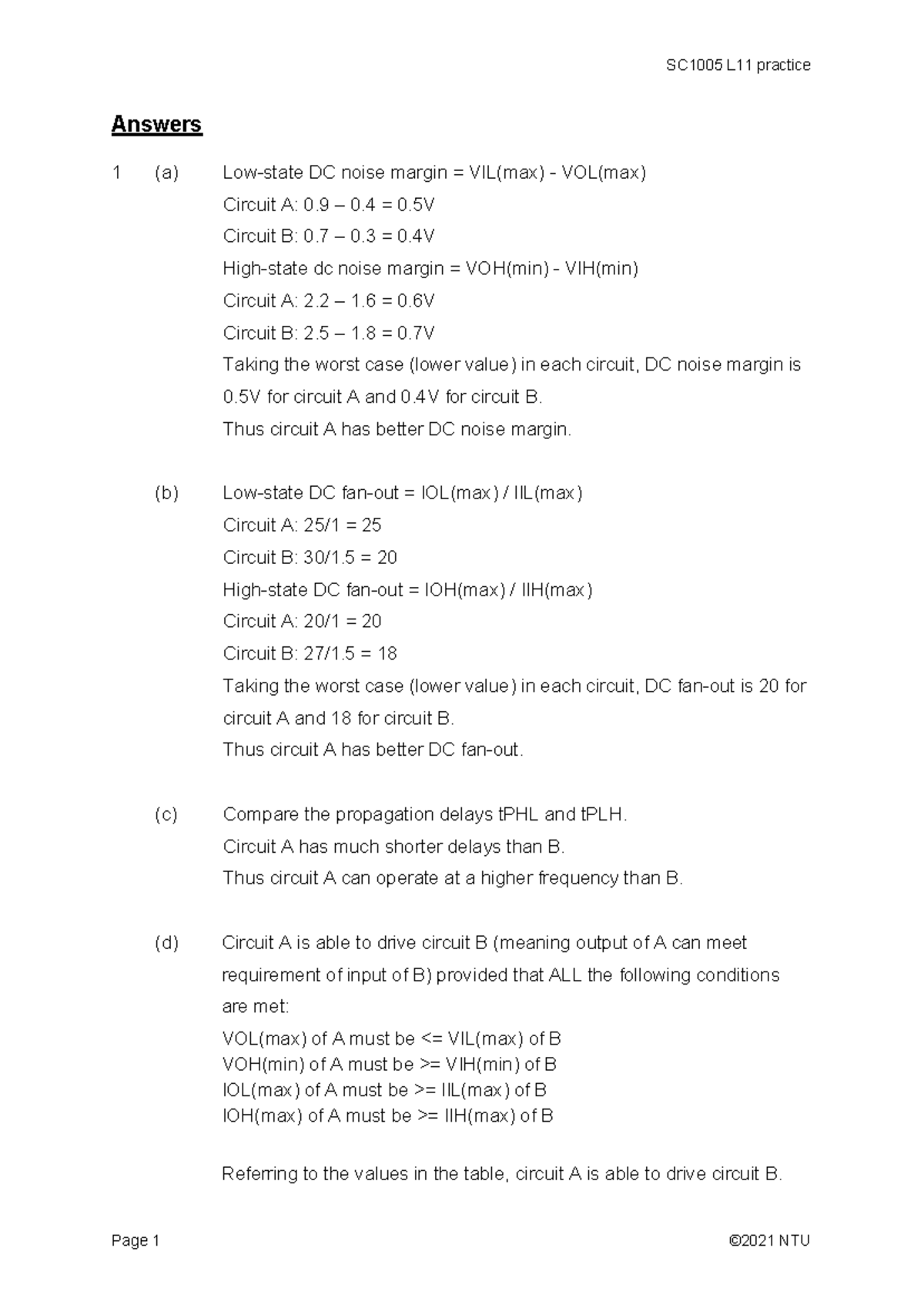 Prac Ans L11 - Answers for L11 practice - SC1005 L11 practice Page 1 ©2021 NTU Answers 1 (a ...