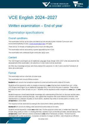 Final EXAM Rubric - VCE English 2024– Written examination – End of year ...