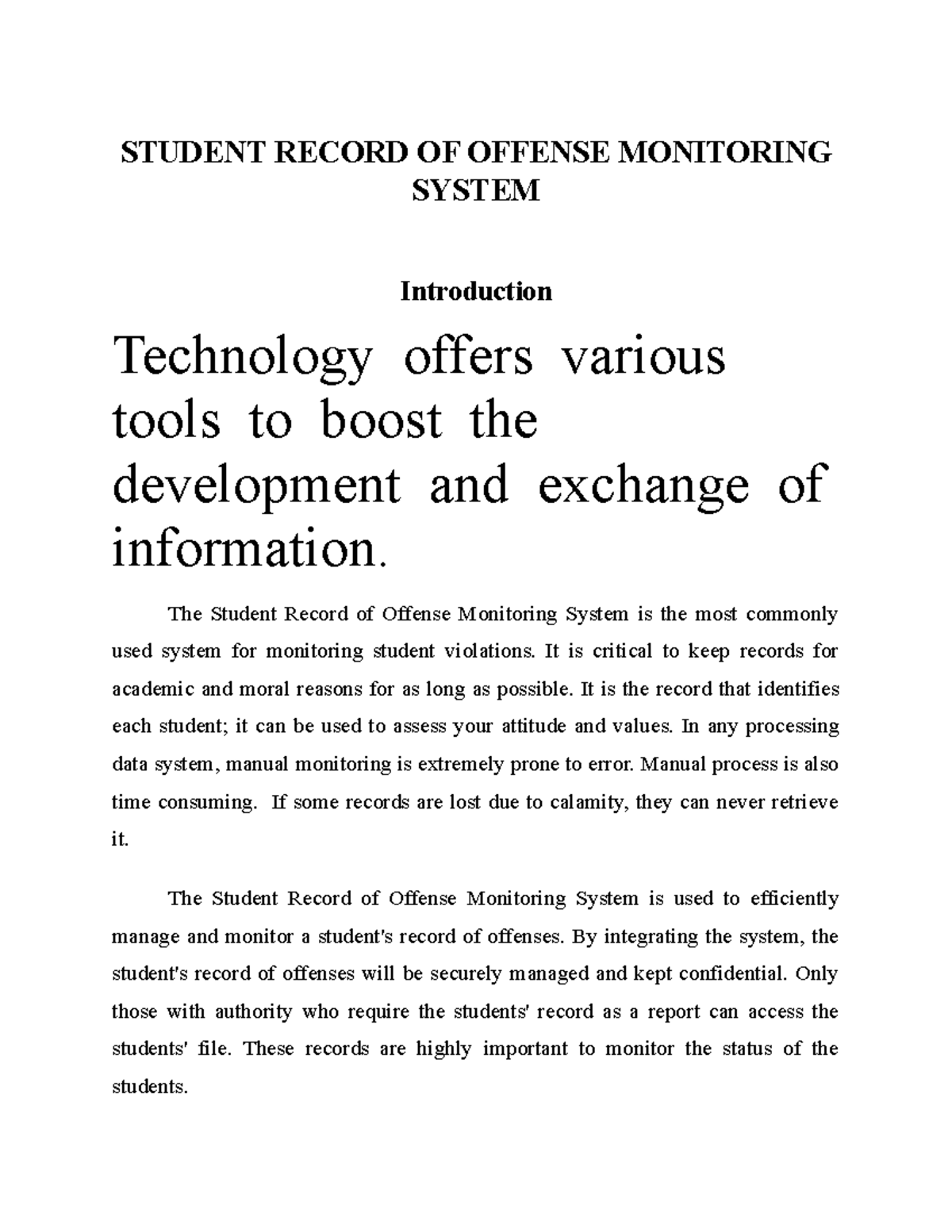 Student- Record-OF- Offense- Monitoring- System (CAPS) - STUDENT RECORD ...