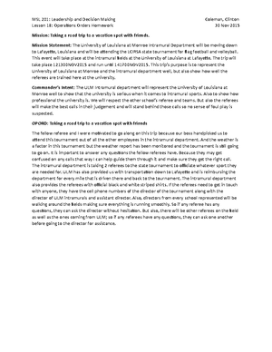 Army problem solving process homework - MSL 2010 Leadership and ...