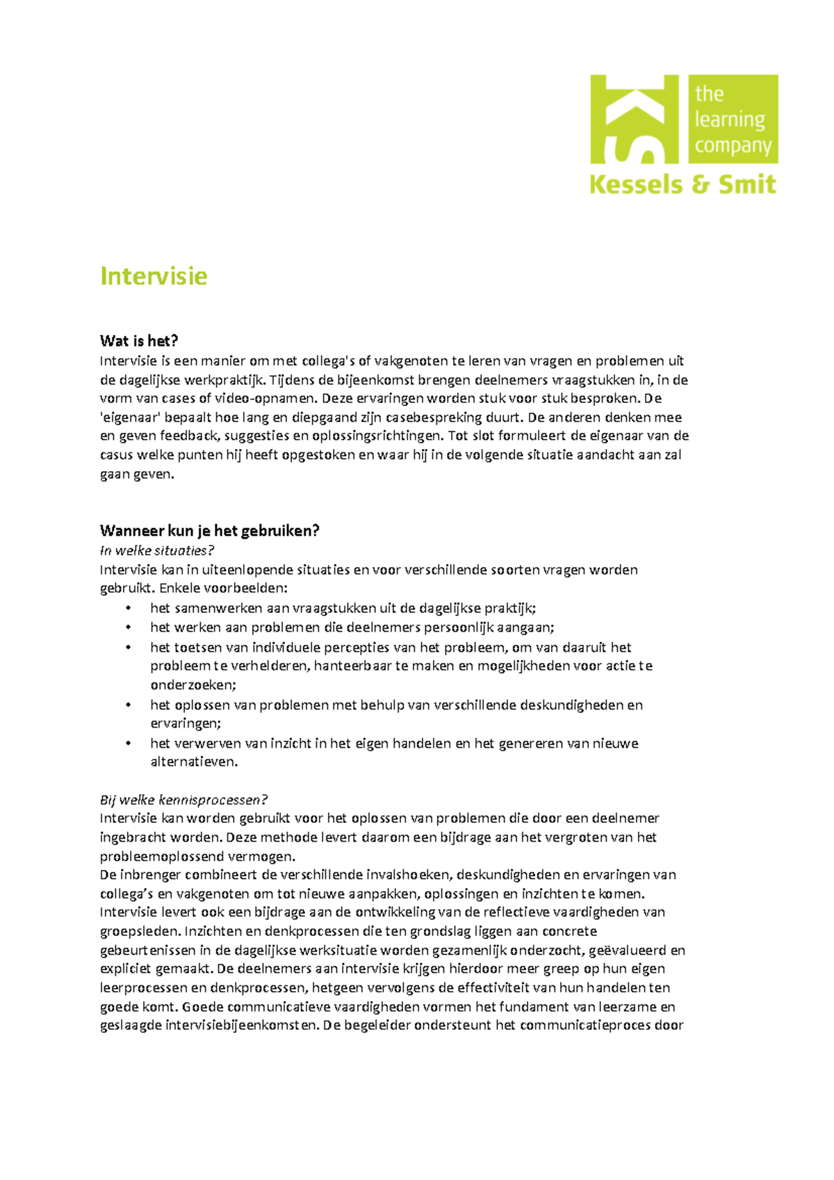 Intervisie - Intervisie Wat is het? - Studeersnel