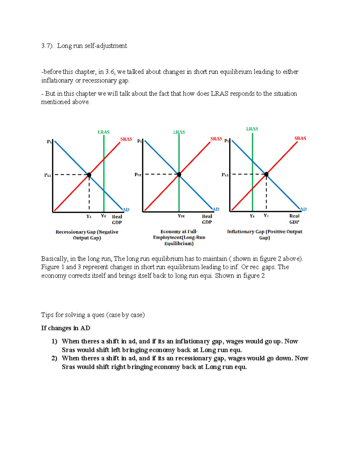 FISCAL POLICY (GOVT) - 3). Long run self-adjustment -before this ...