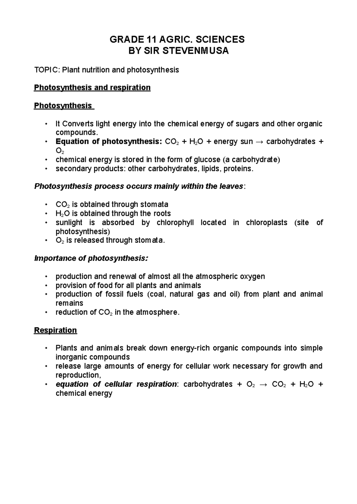 Agric grade 11 plant nutrition - GRADE 11 AGRIC. SCIENCES BY SIR ...