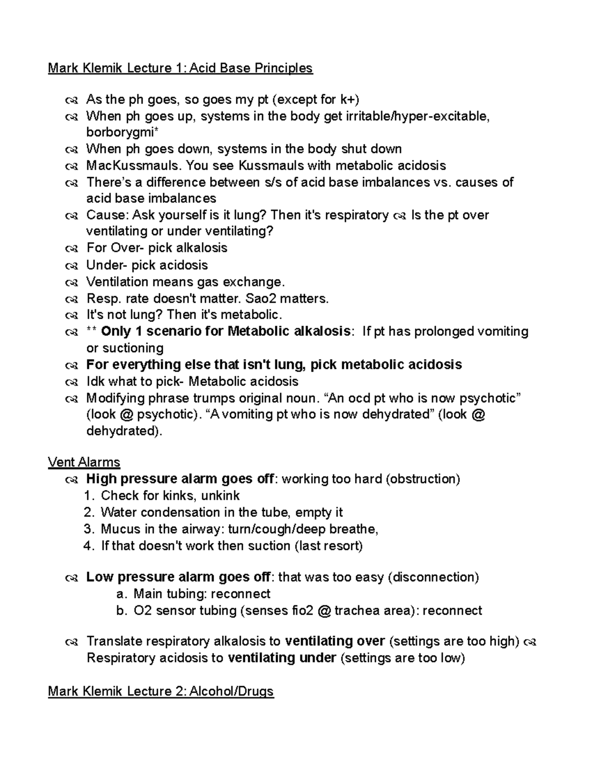 Mark Klemik Lectures 2 - Review - Mark Klemik Lecture 1: Acid Base ...
