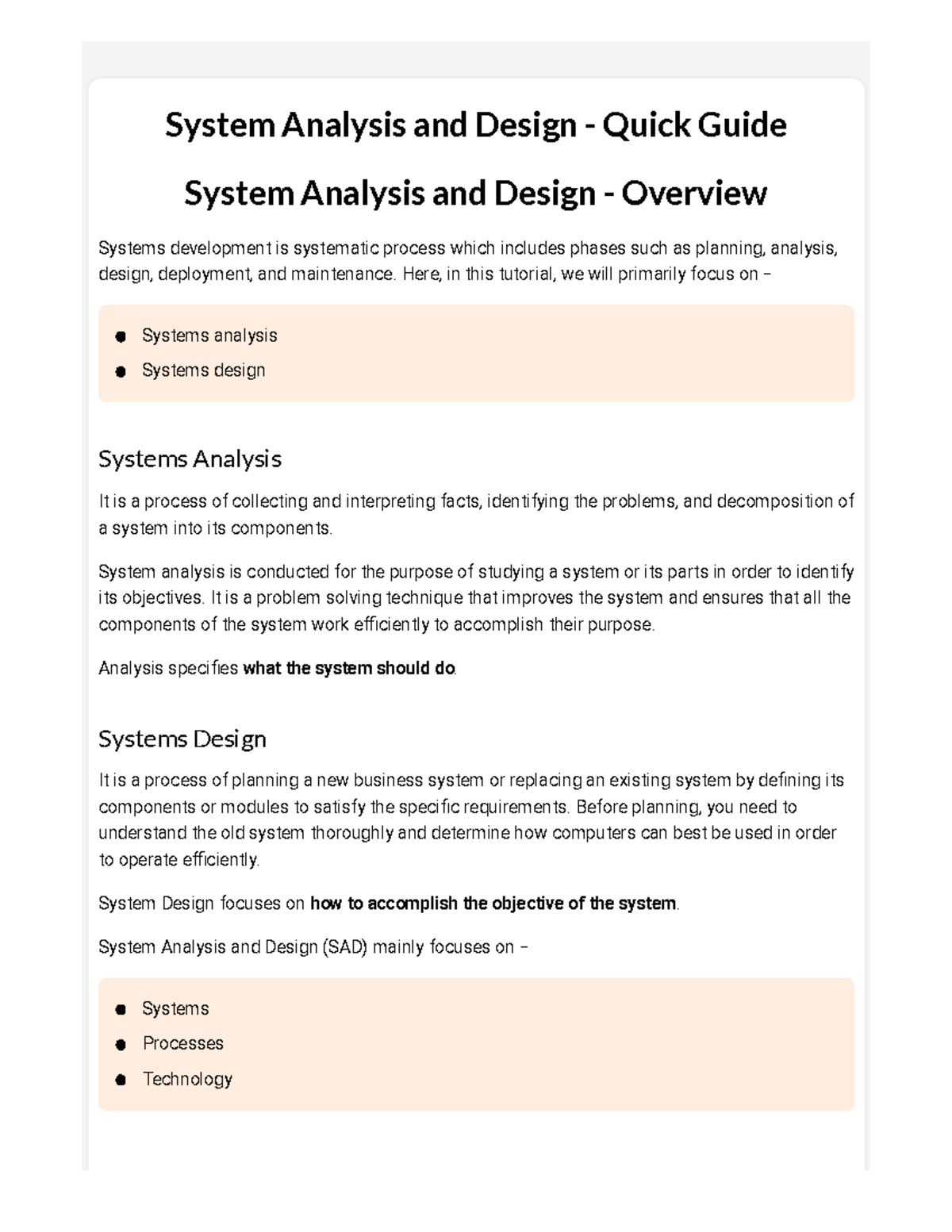System Analysis and Design - Quick Guide - Here, in this tutorial, we ...