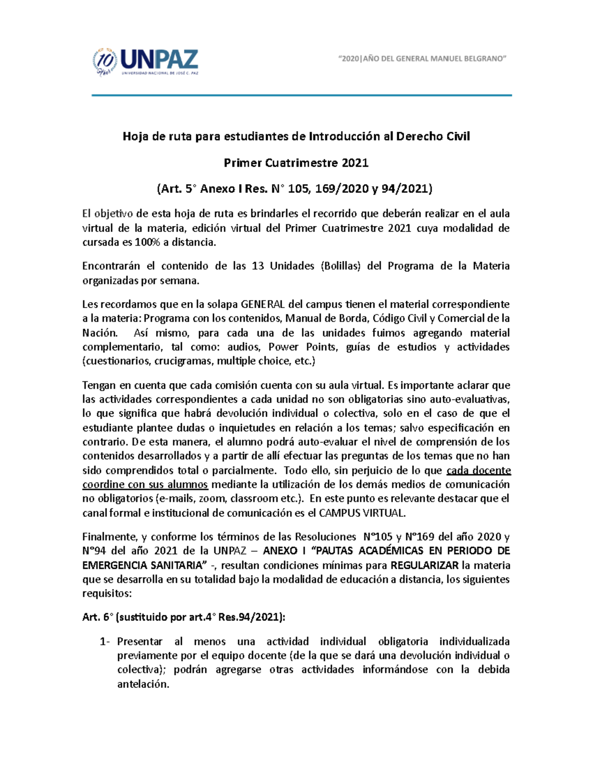 C HOJA DE RUTA 1 C Introduccion AL Derecho Civil - Hoja de ruta para ...