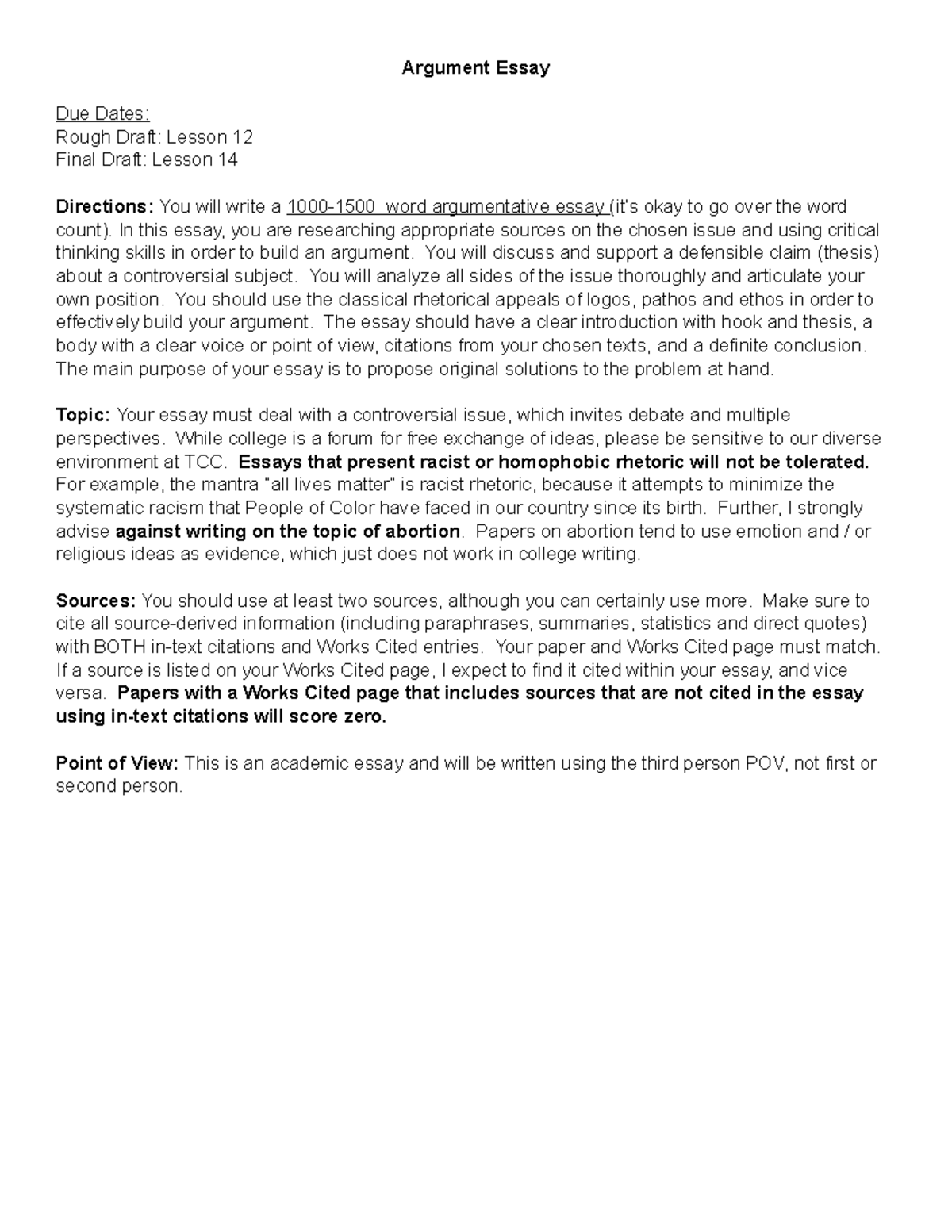 Argument Essay Connect - Argument Essay Due Dates: Rough Draft: Lesson ...