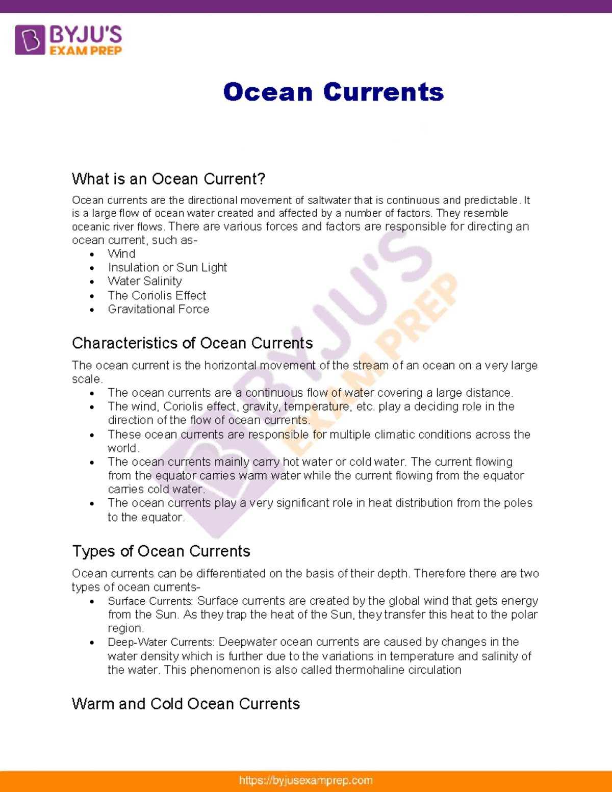 Ocean Current - Ocean Currents [UPSC Notes] What is an Ocean Current ...