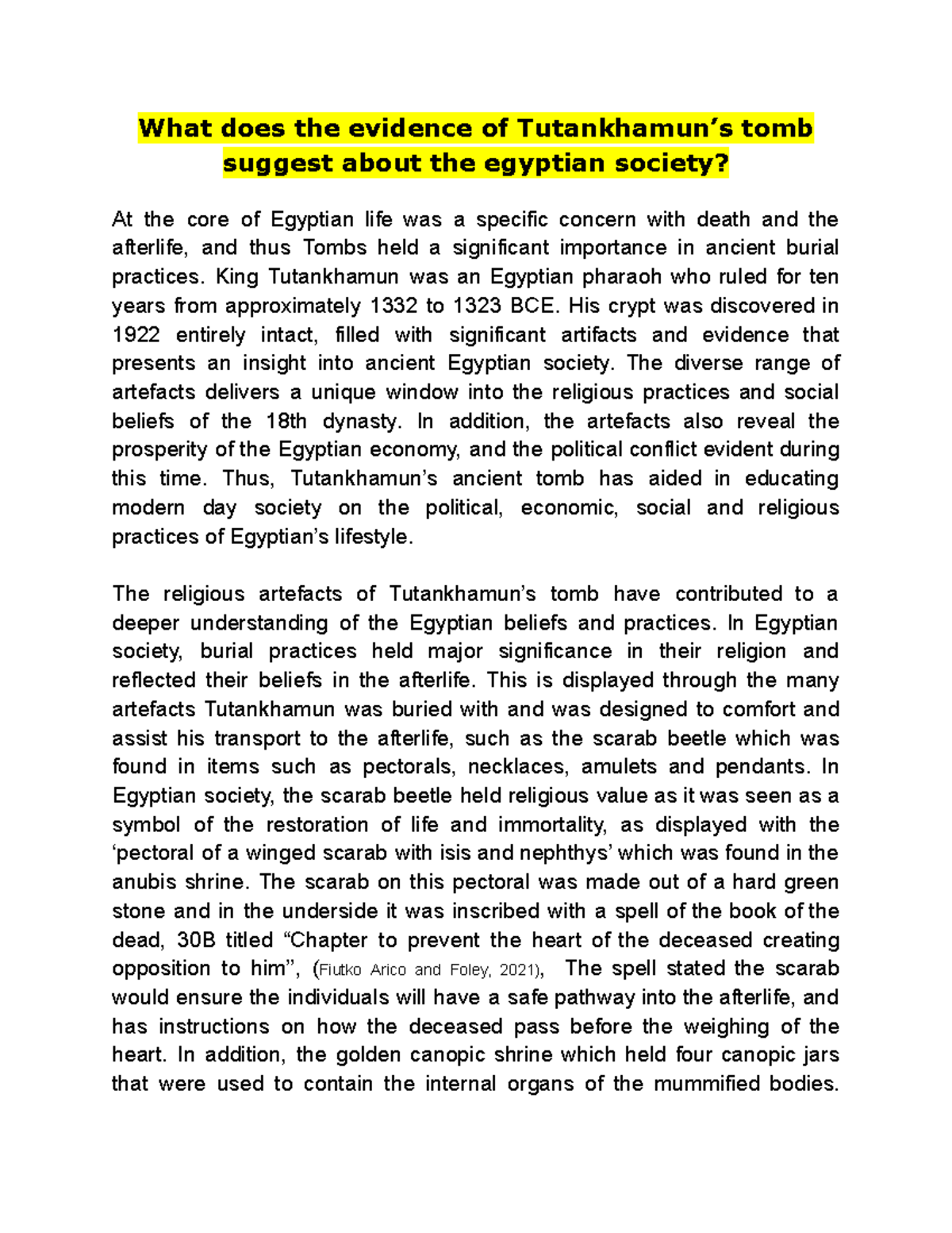 Y11 Ancient T2 Tutankhamun - What does the evidence of Tutankhamun’s ...