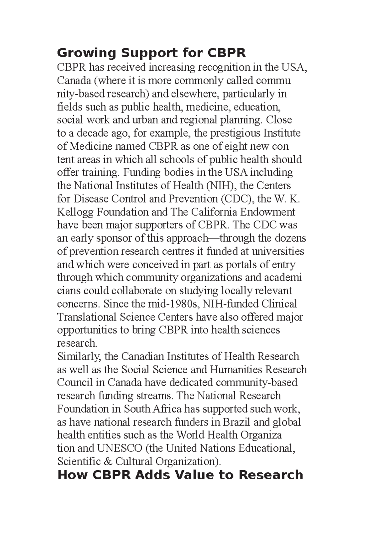 Growing Support for CBPR - Close to a decade ago, for example, the ...