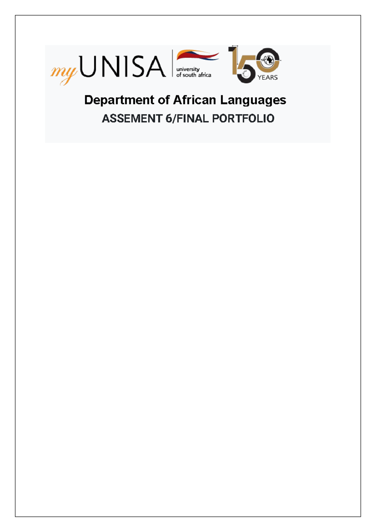 AFL 1501 portfolio for may/june 2024 (African Language through lens ...