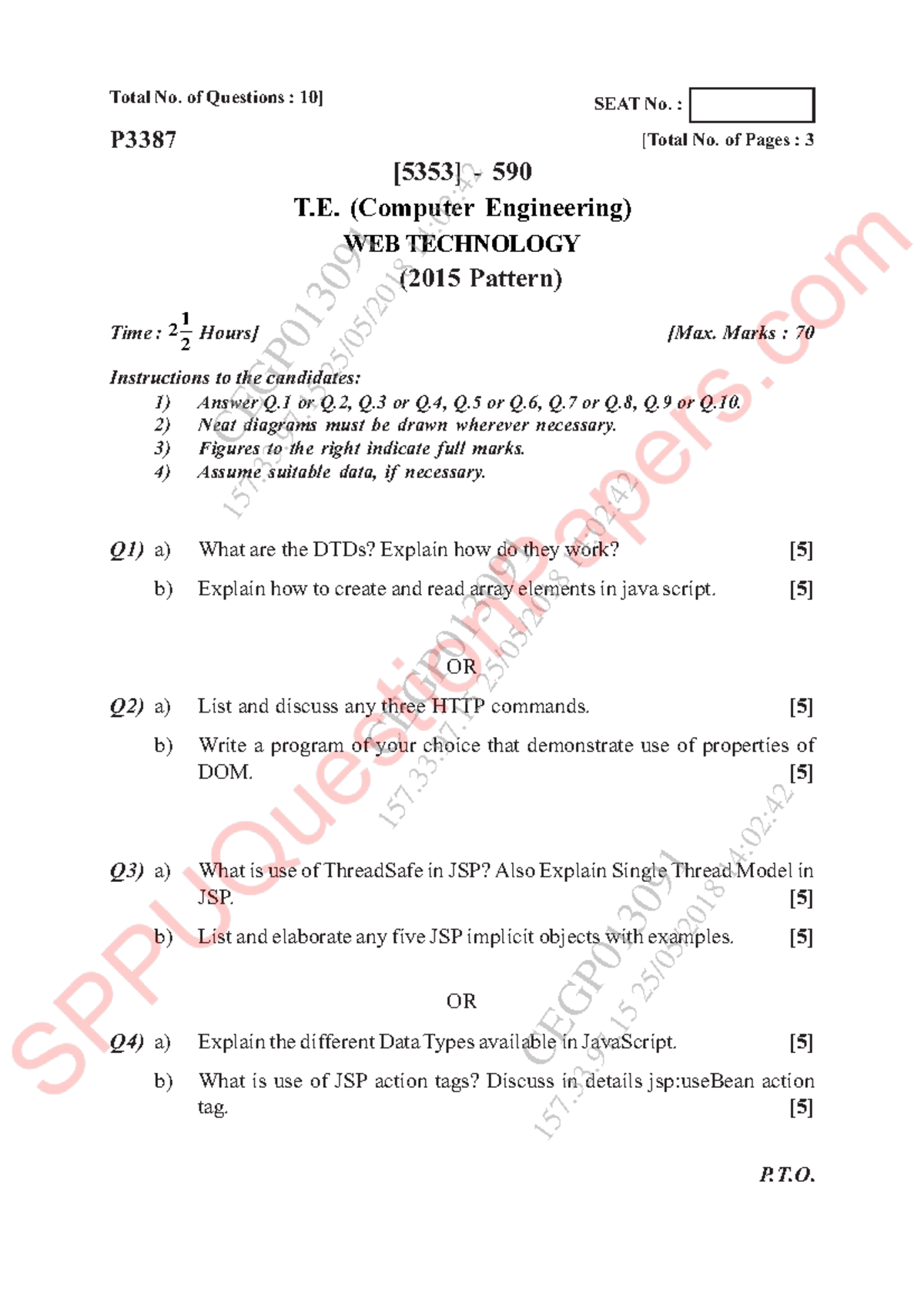 Be computer-engineering semester-6 2018 may web-technology-wt-pattern-2015 - 2x F2 2 - Studocu