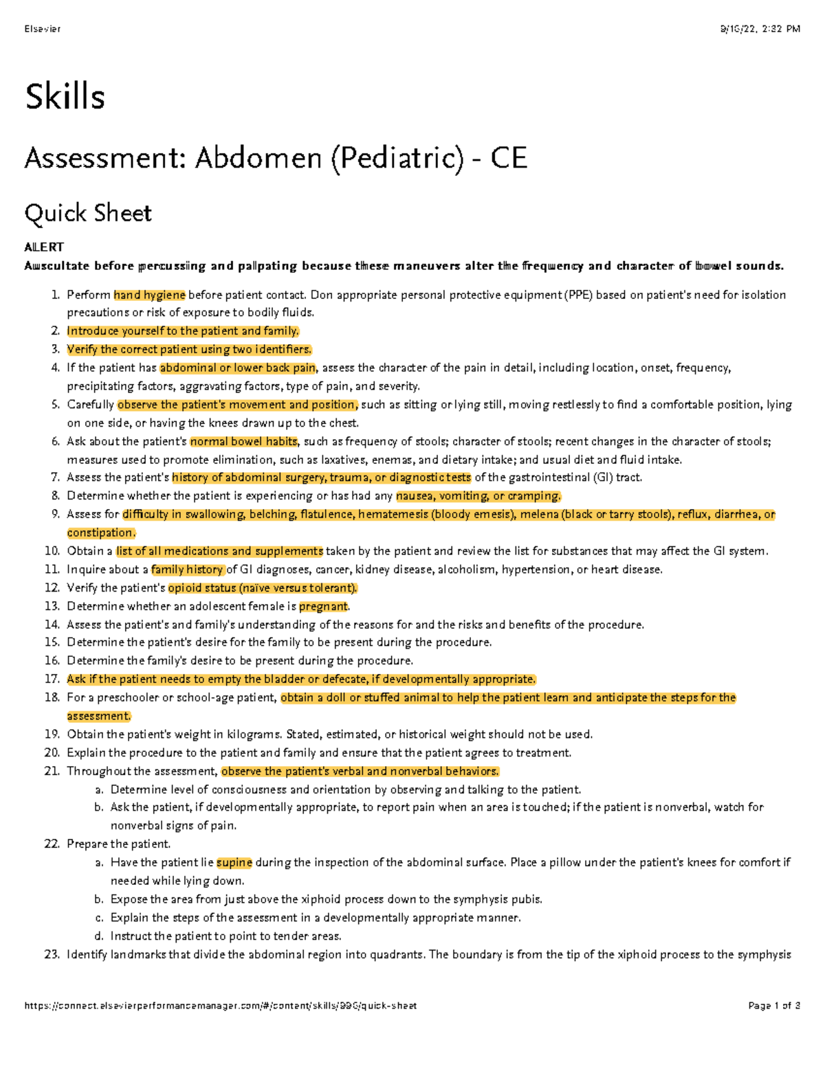 Assessment- Abdomen (Pediatric) - 9/16/22, 2:32 PMElsevier er/#/content ...