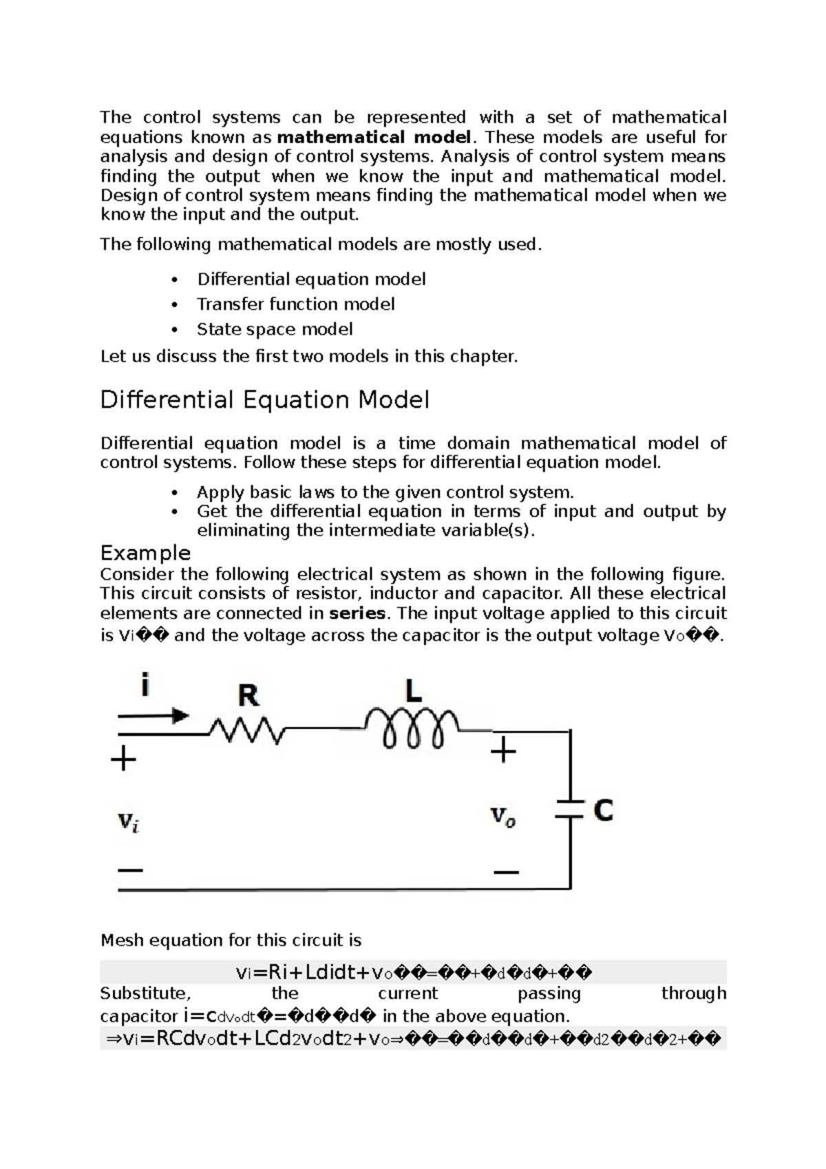 Lecture 3 - The control systems can be represented with a set of ...