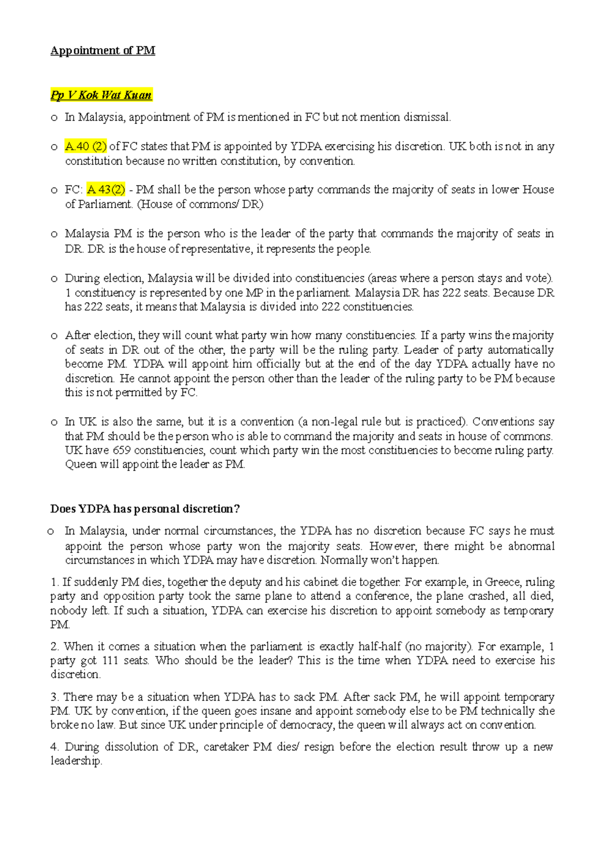 Appointment of PM - notes - Appointment of PM Pp V Kok Wat Kuan o In ...