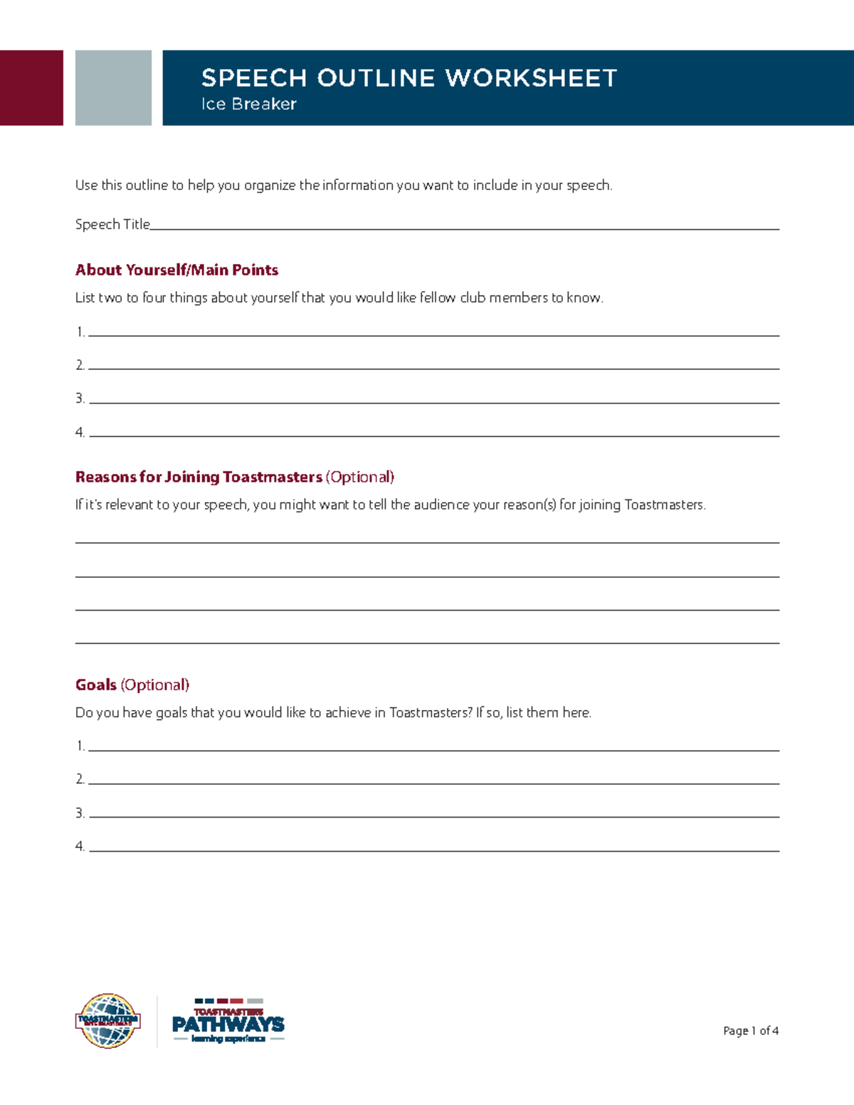 8012 ice breaker speech outline worksheet ff - Page 1 of 4 SPEECH ...