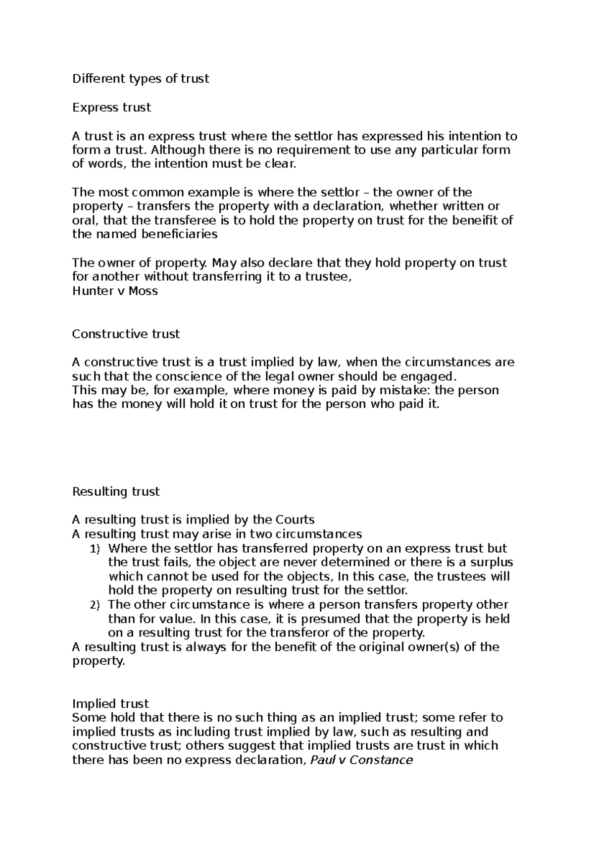 Different types of trust - Different types of trust Express trust A ...