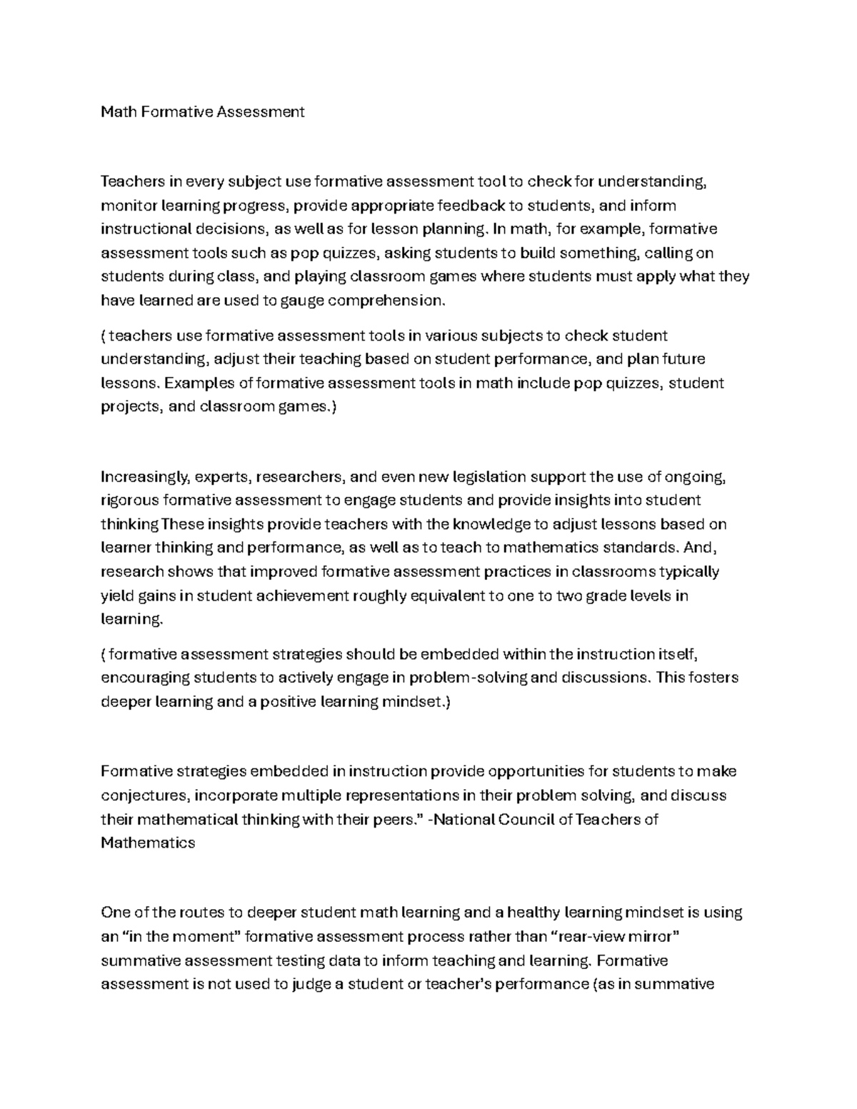 Math Formative Assessment - Math Formative Assessment Teachers in every ...