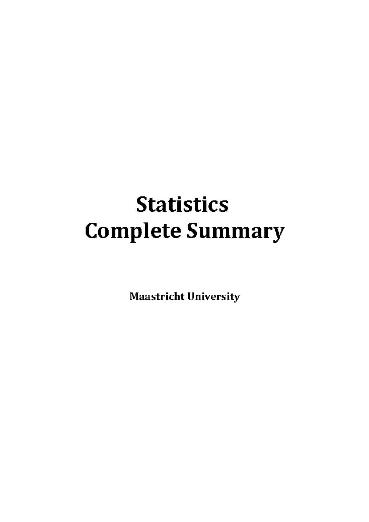 Statistics Complete Summary - Statistics Complete Summary Maastricht ...