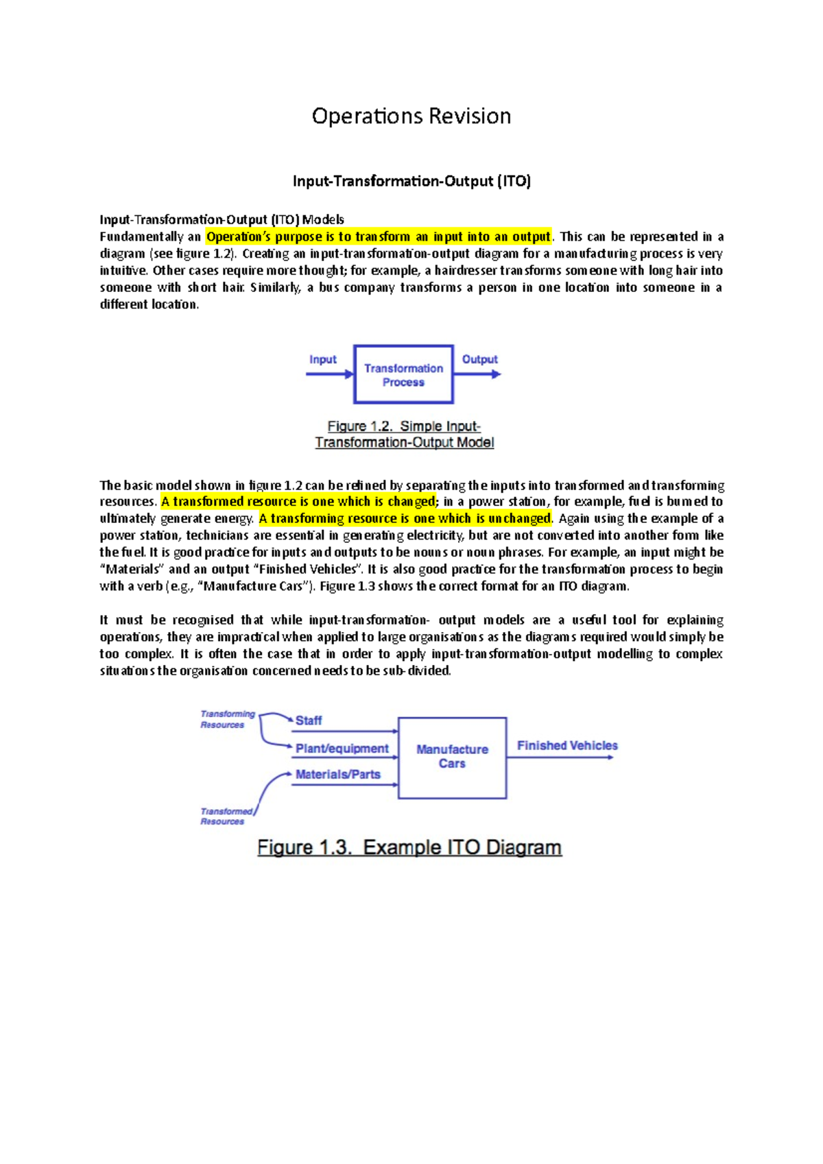 Operations Revision - Lecture notes 8 - Operations Revision (ITO) (ITO ...