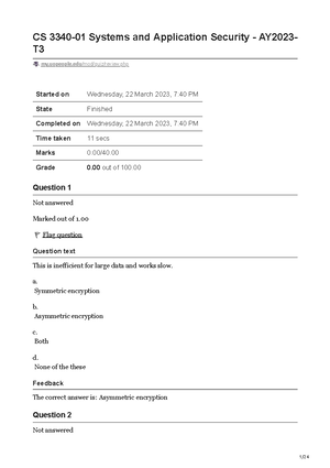 Graded quiz Unit 6 - Started on Monday, 6 March 2023, 10:26 AM State Finished Completed on ...