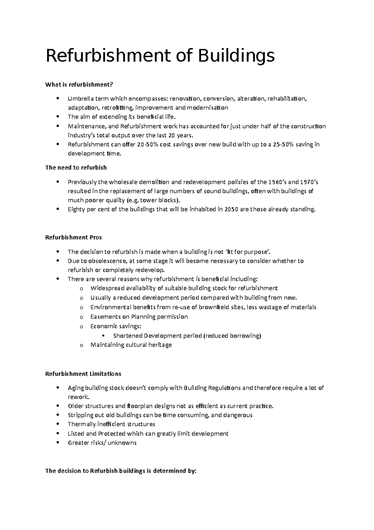 Lecture 7 - Refurbishment of Buildings - Refurbishment of Buildings ...