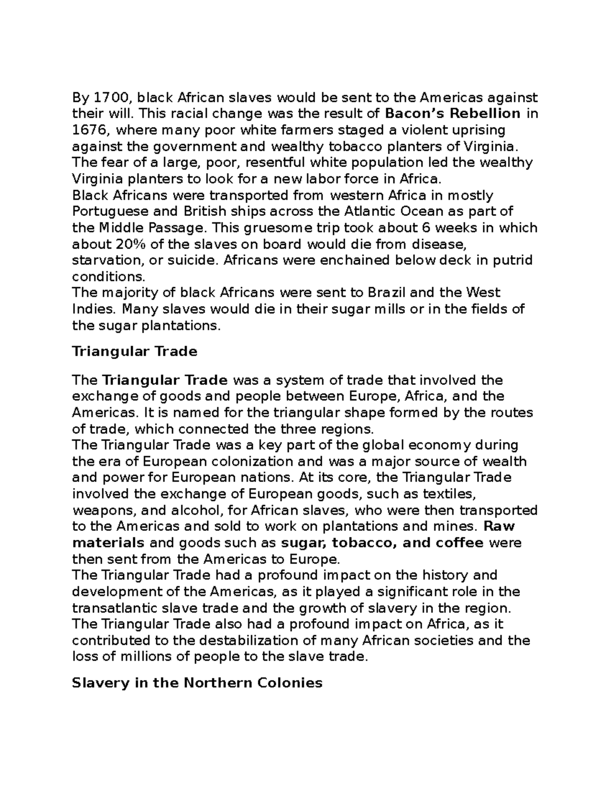 2.6 Slavery in the British Colonies - By 1700, black African slaves ...