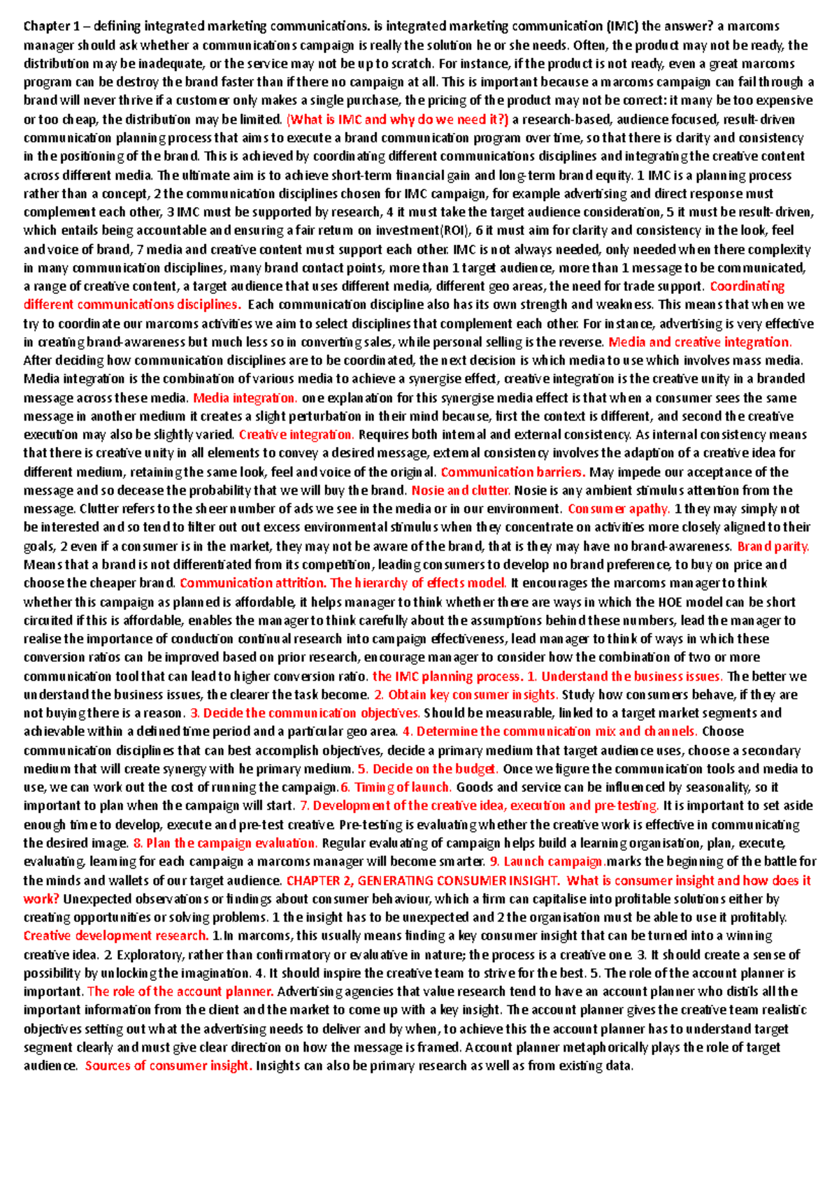 Mktg204 quiz1 notes - Chapter 1 defining integrated marketing ...