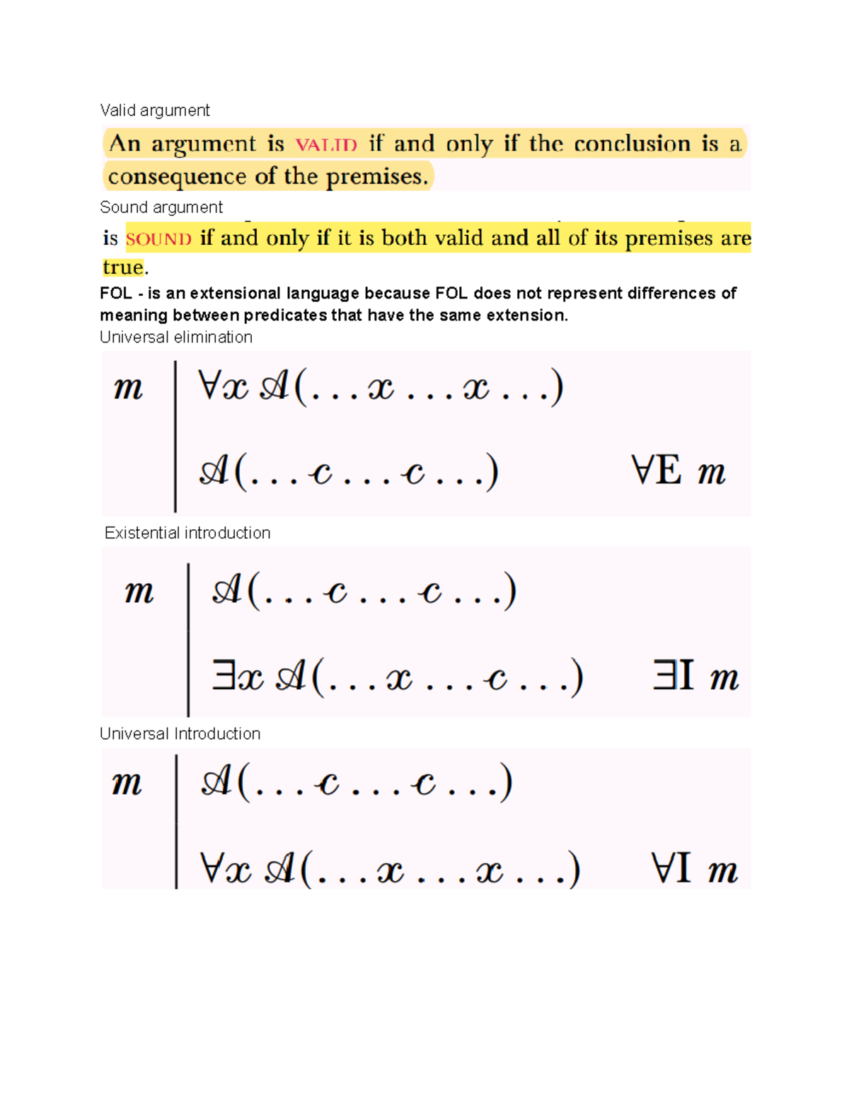 PHIL 120 - Summaries of the notations and usage of quantifiers - Valid ...