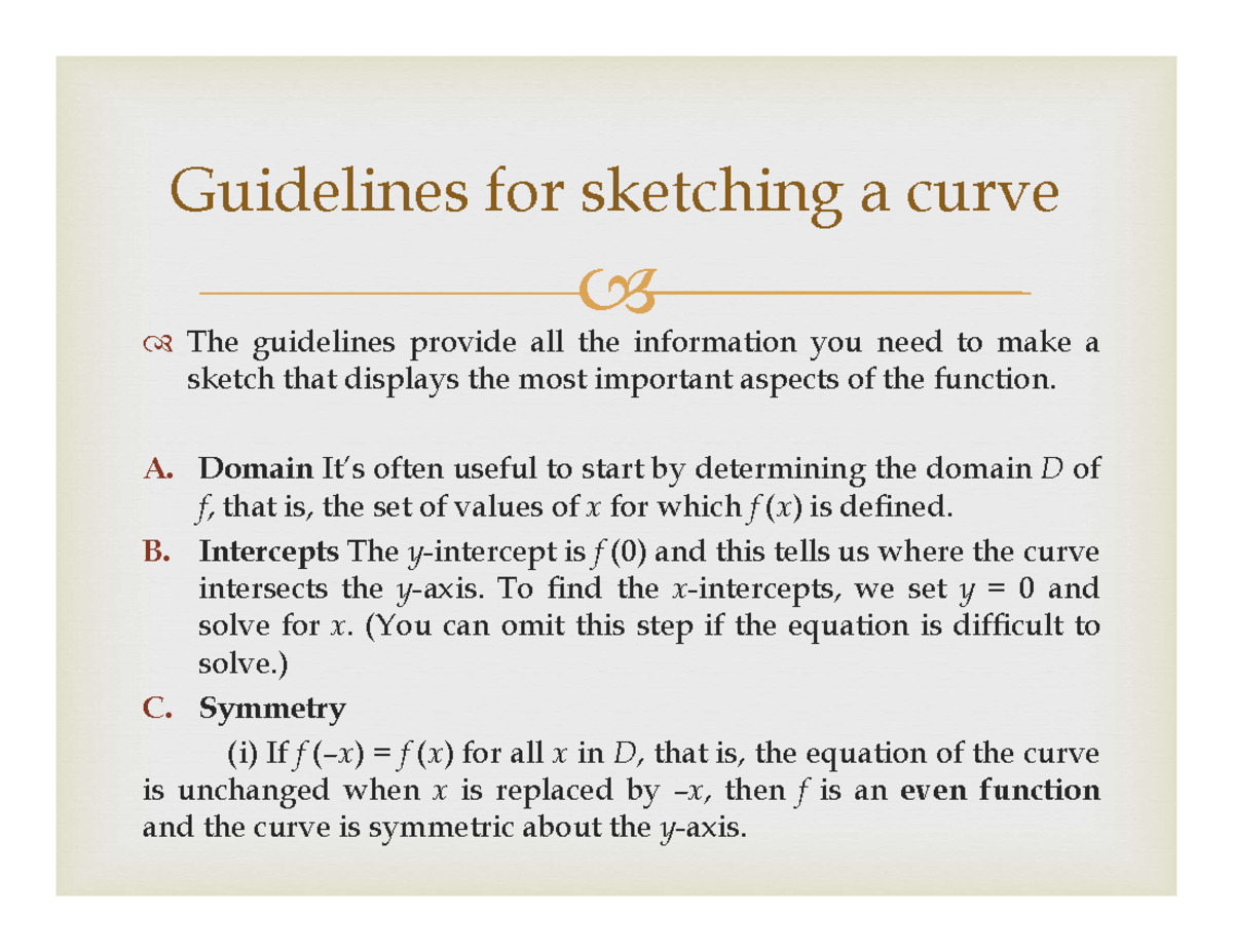 4.4. Curve sketching - The guidelines provide all the information you need to make a sketch that ...