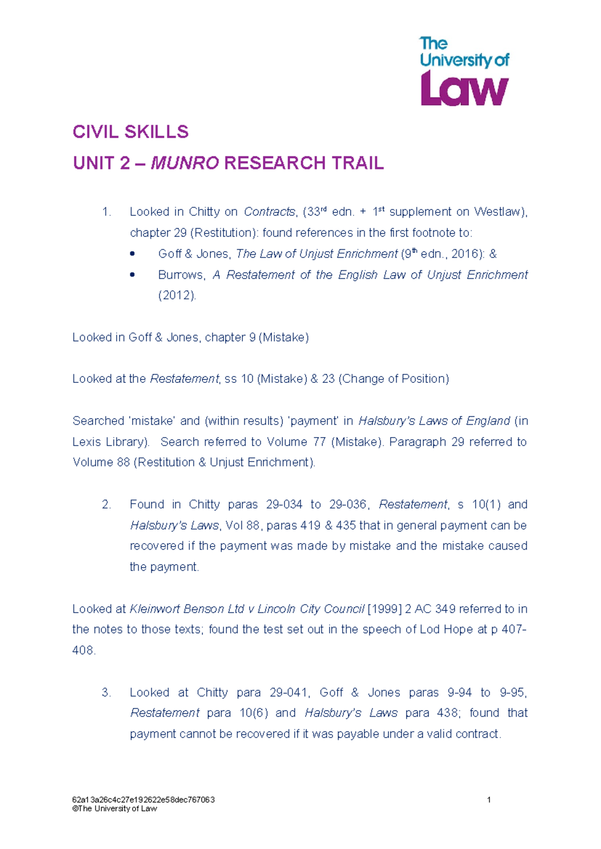 Sample 2 - Research Trail (Munro) - CIVIL SKILLS UNIT 2 – MUNRO ...