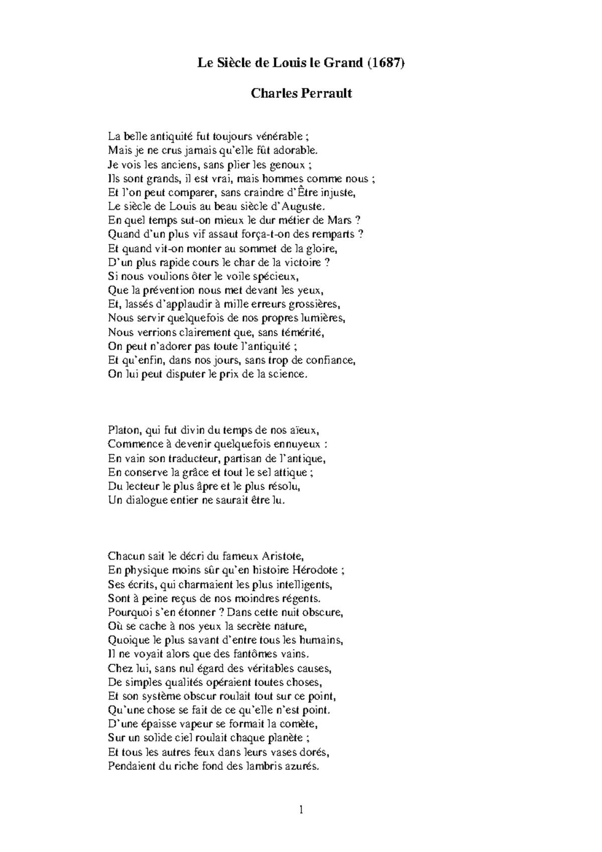 Perrault Le Siècle de Louis le Grand - Le Siècle de Louis le Grand ...