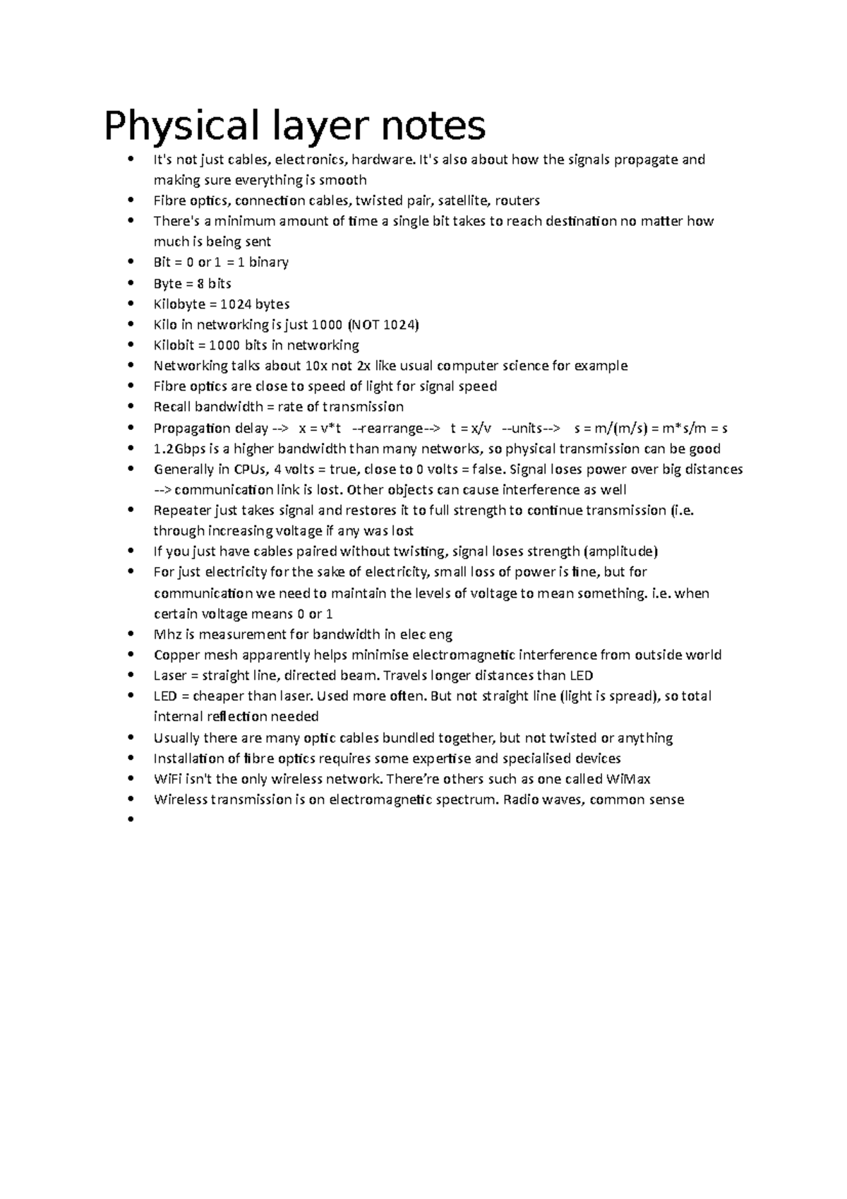 Physical layer notes - It's also about how the signals propagate and ...