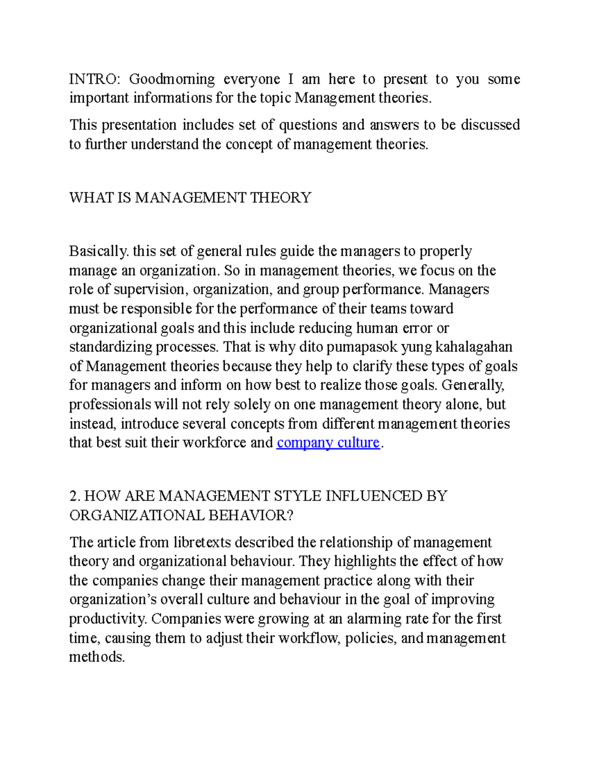 Human Behavior Script 1 - INTRO: Goodmorning everyone I am here to ...