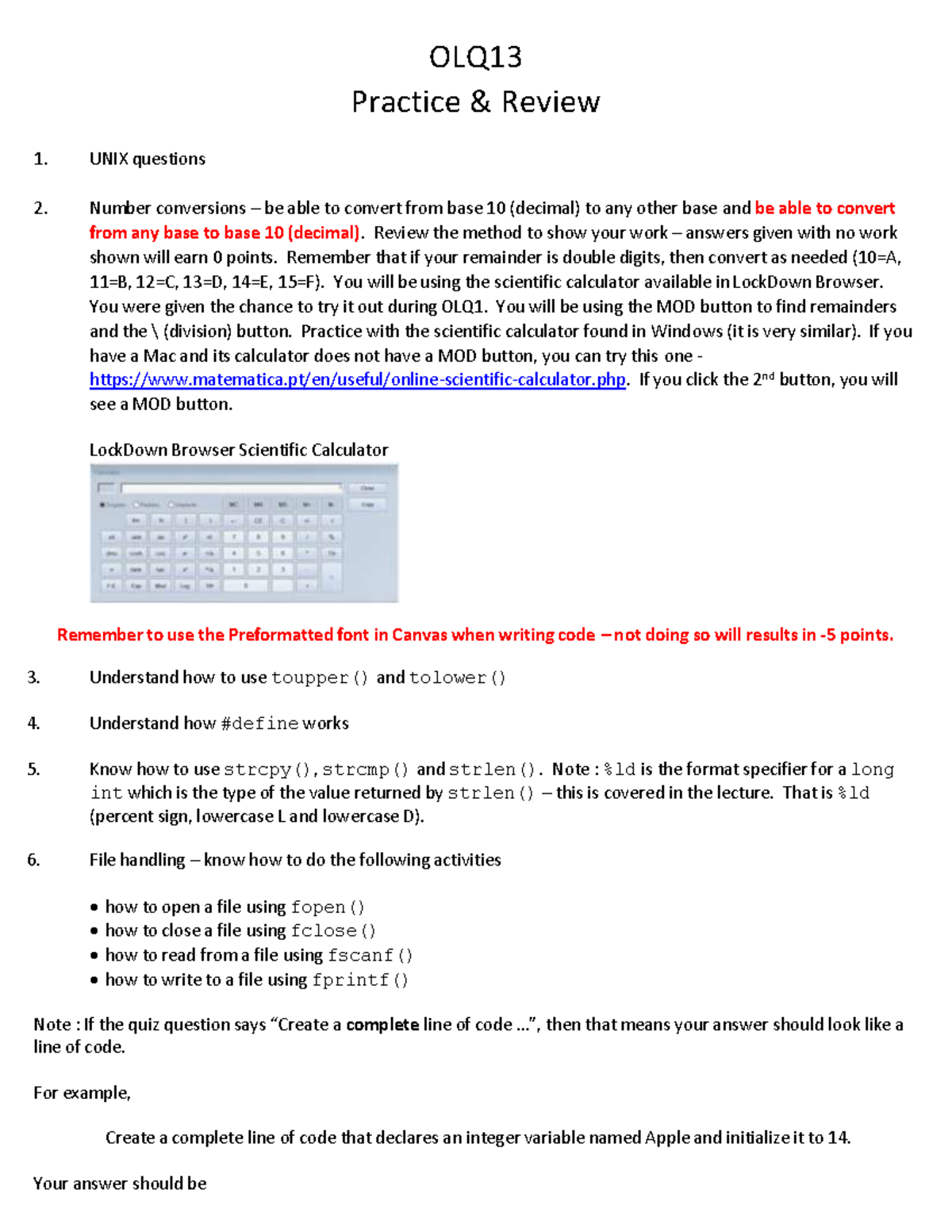 OLQ13 Study Guide - Online Quiz Notes - OLQ Practice & Review UNIX ...