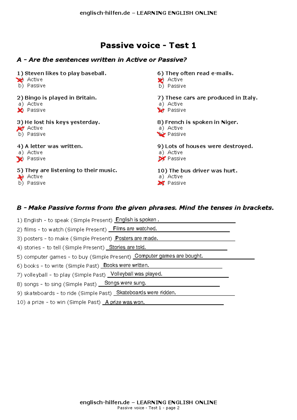 Passive Voice ( Complete) - englisch-hilfen – LEARNING ENGLISH ONLINE ...