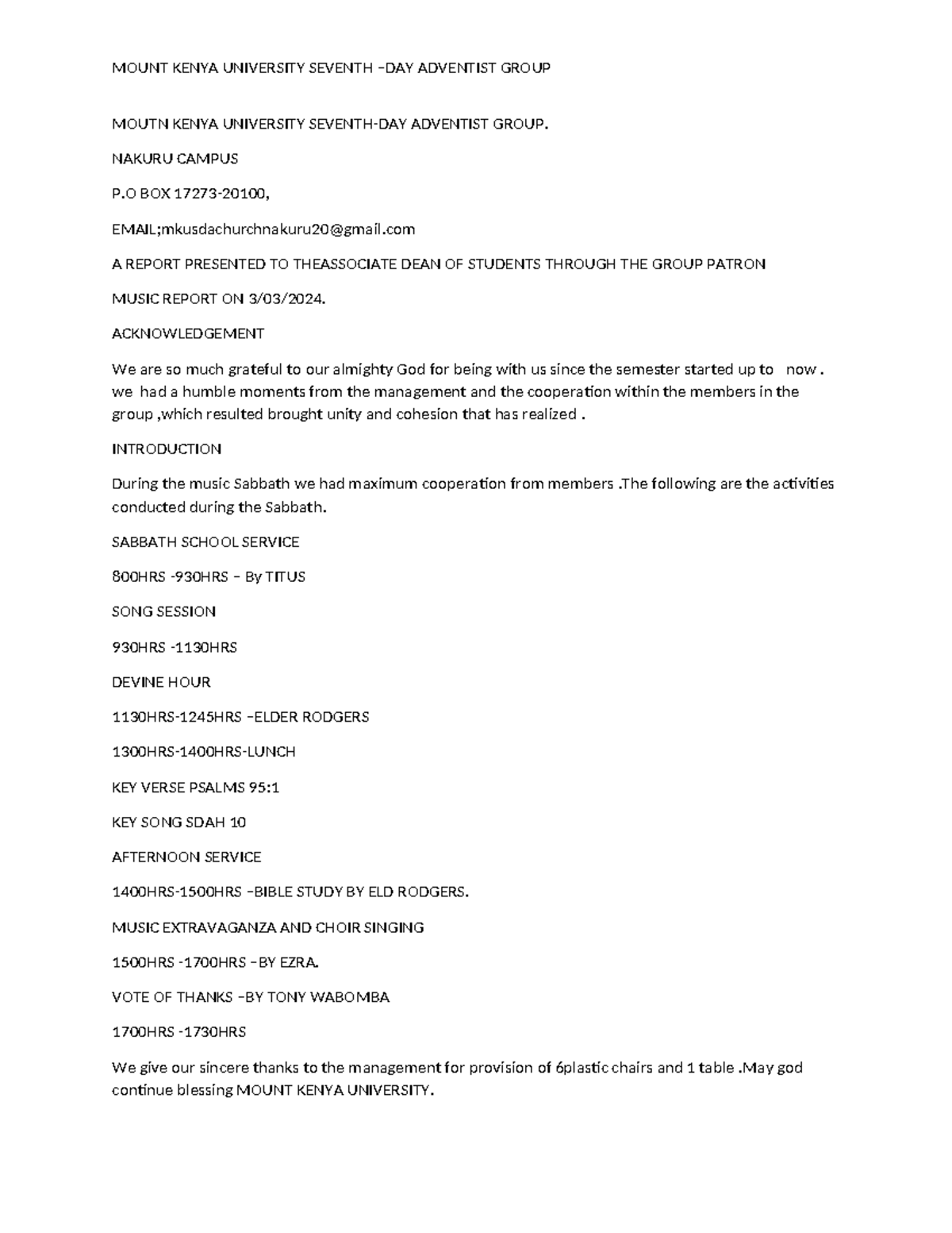 Moutn Kenya University Seventh - MOUNT KENYA UNIVERSITY SEVENTH –DAY ...